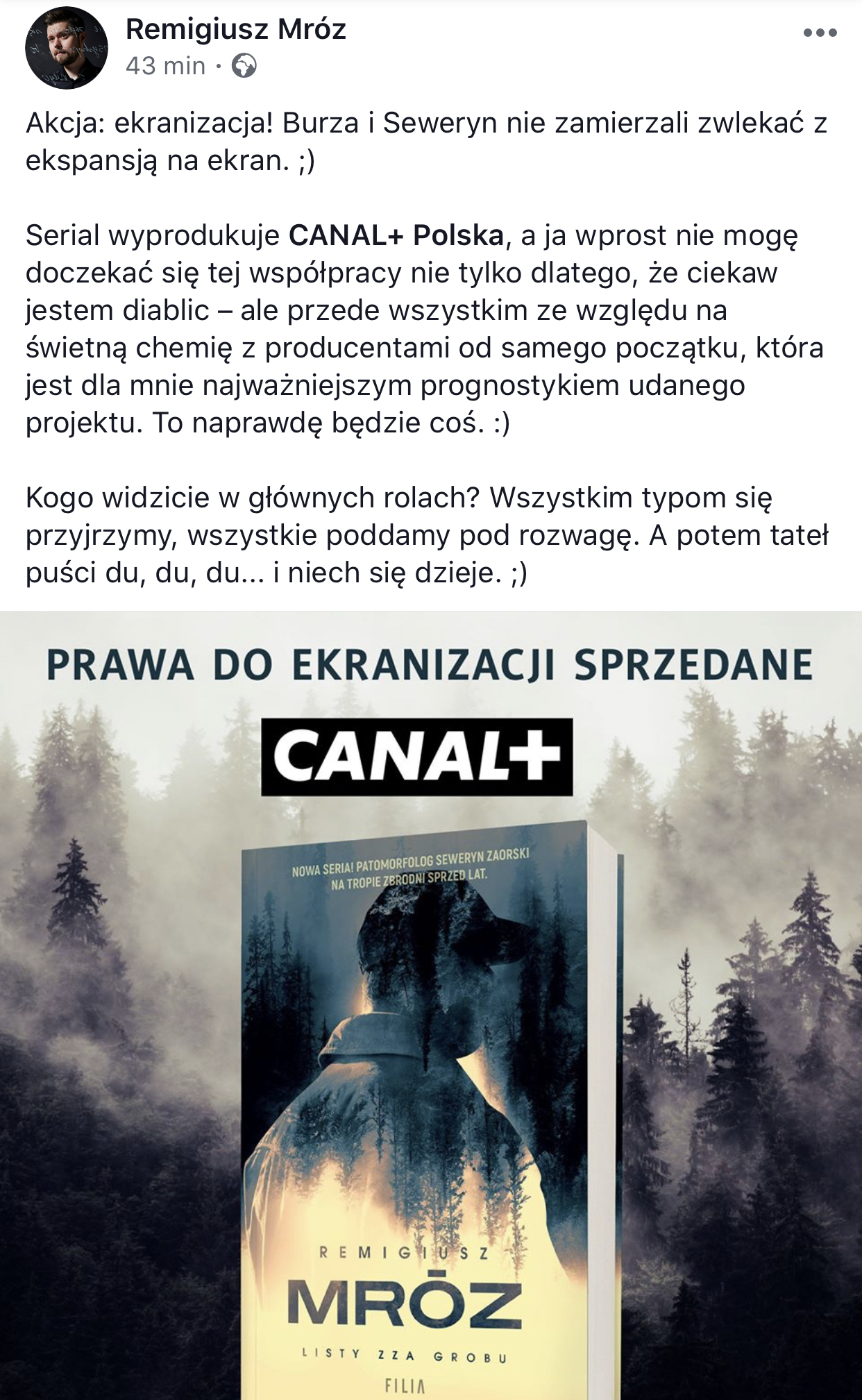 Będzie kolejna ekranizacja powieści Remigiusza Mroza?